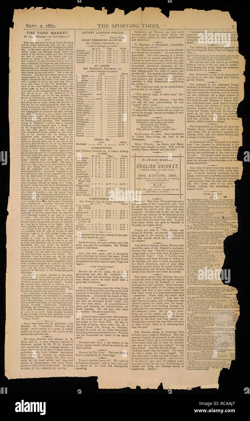 Sporting times the ashes hi-res stock photography and images - Alamy