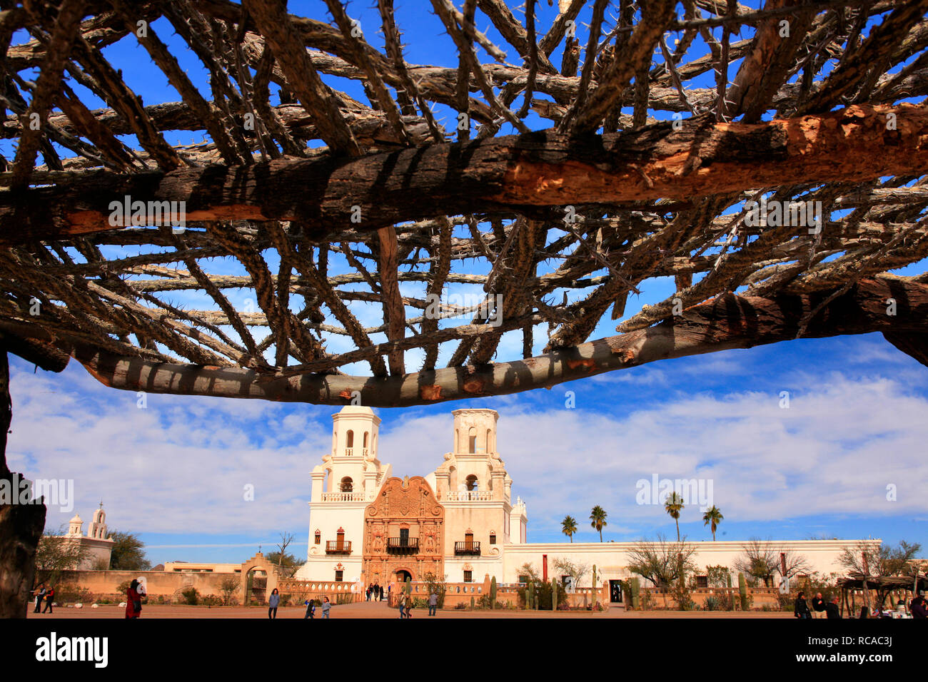 The Mission Church of San Xavier del bac in Tucson, Arizona, USA Stock ...