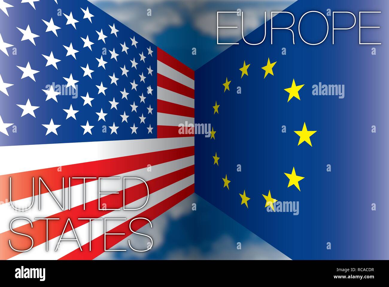 USA versus European Union flags, vector illustration Stock Vector Image ...