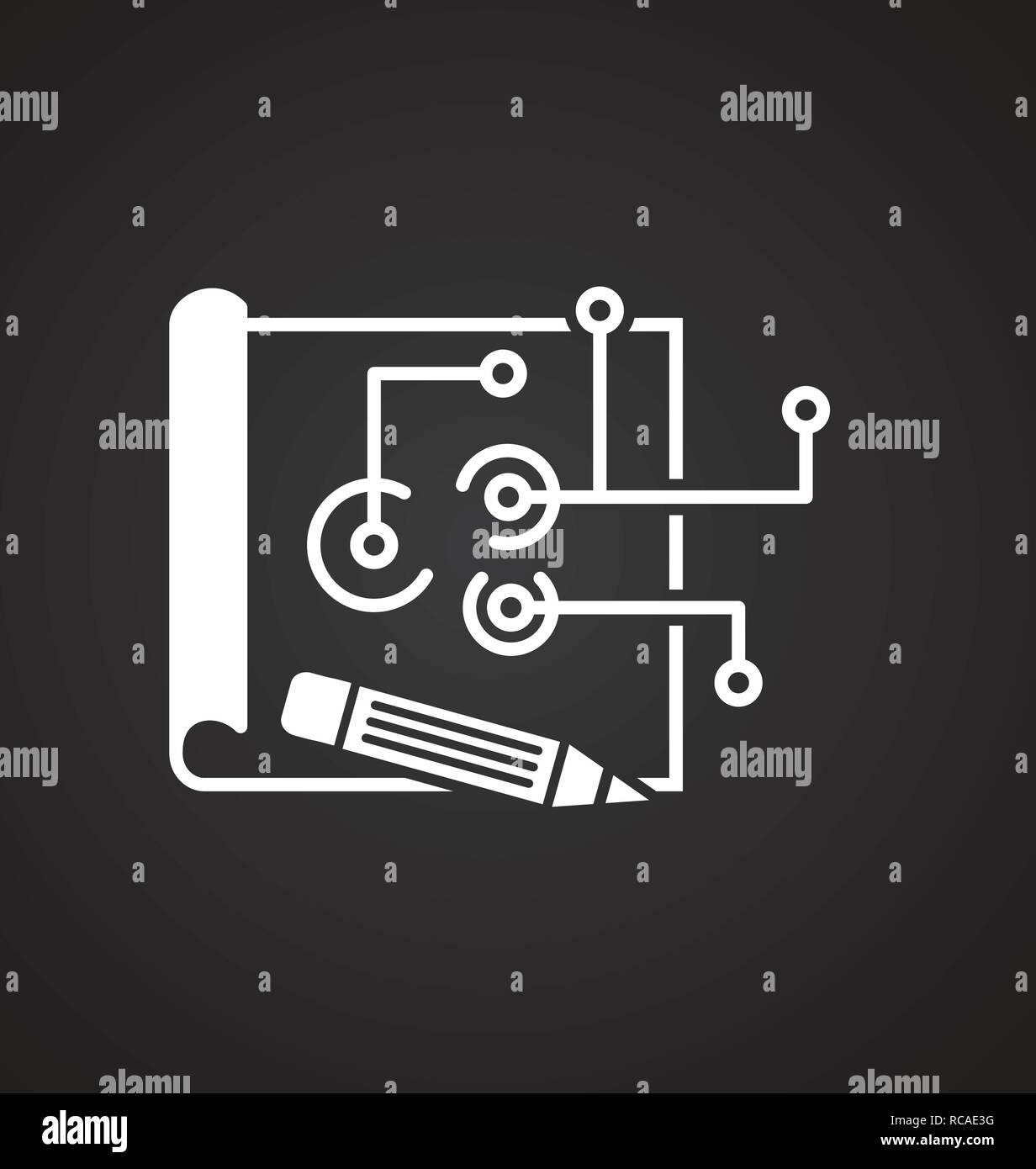 Blueprint icon on black background for graphic and web design, Modern ...