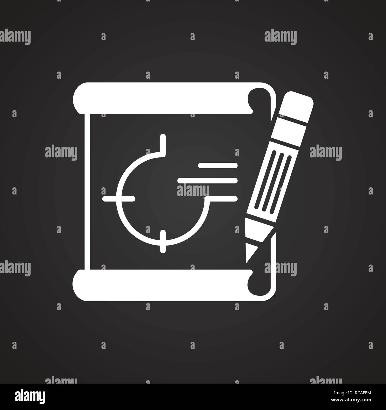 Blueprint icon on black background for graphic and web design, Modern ...