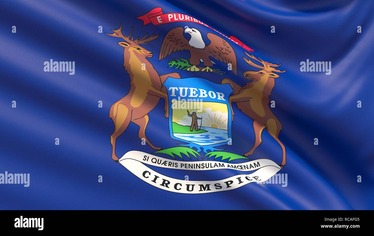 State of Michigan flag. Flags of the states of USA Stock Photo - Alamy