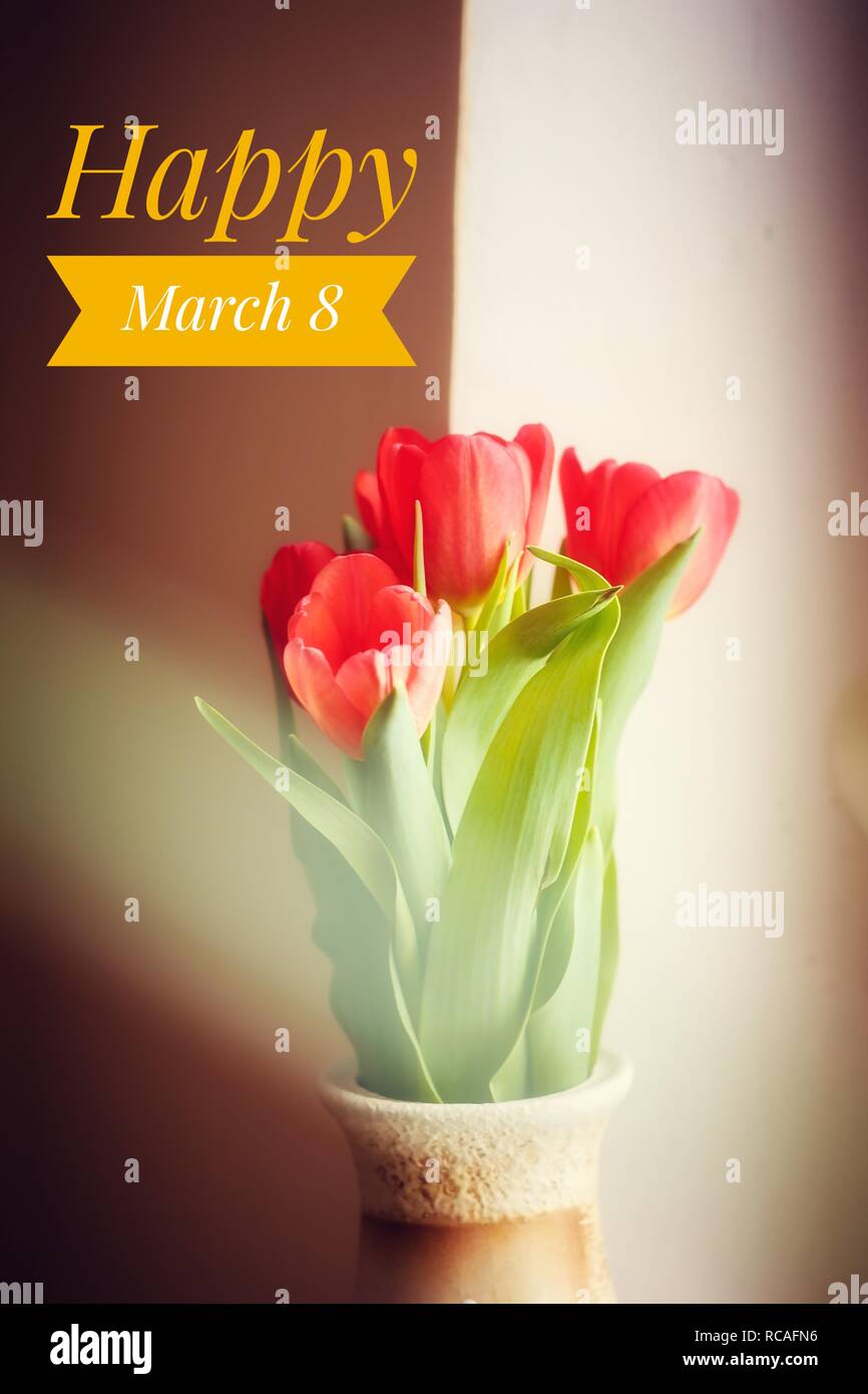 Postcard on March 8. Congratulations on the feast of women. Photos with ...