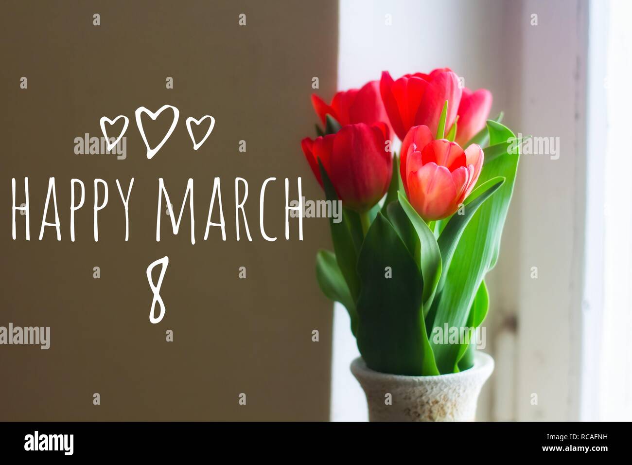 Postcard on March 8. Congratulations on the feast of women. Photos with ...