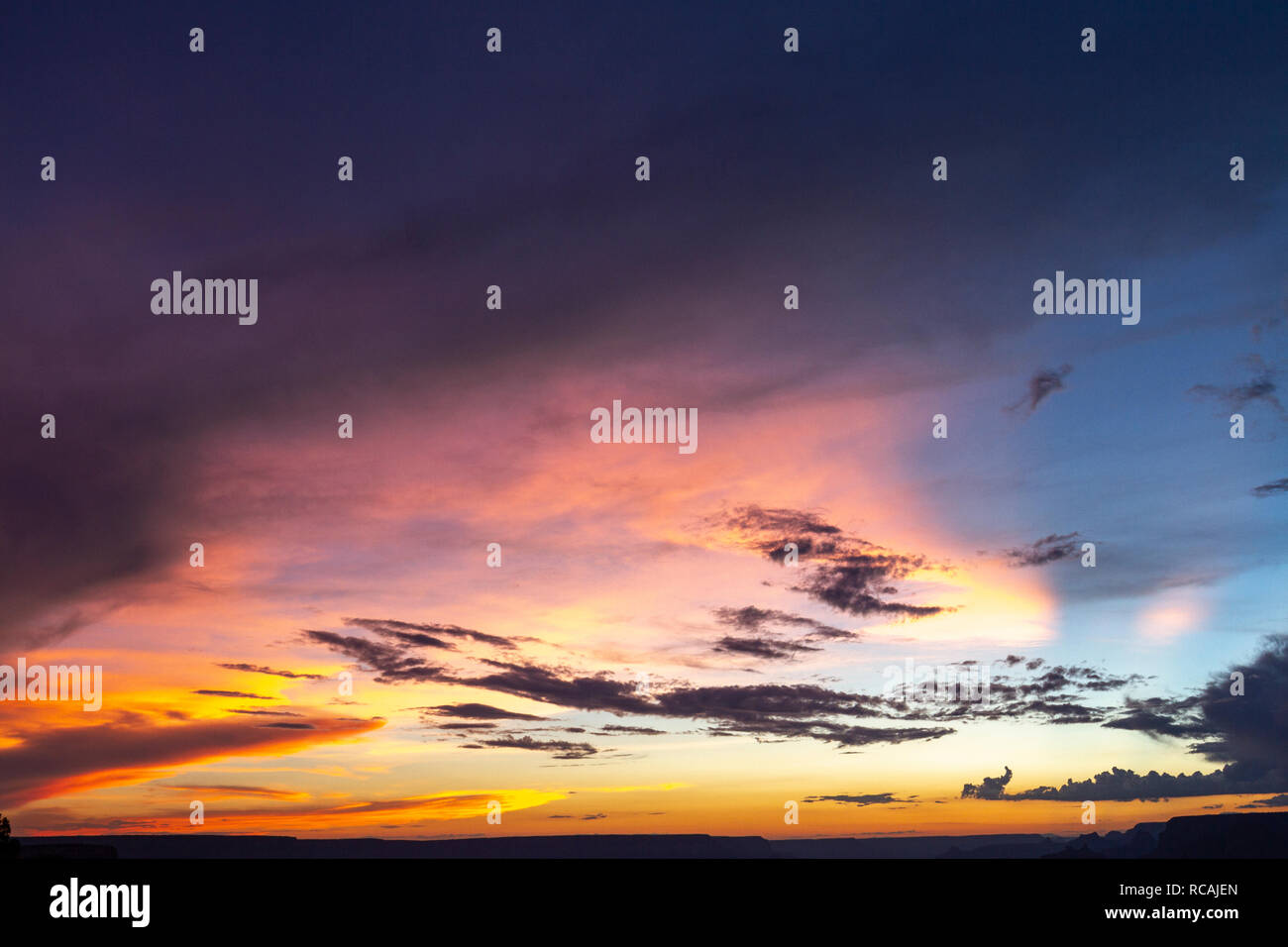 Dramatic view after sunset over the Grand Canyon viewed from Desert ...
