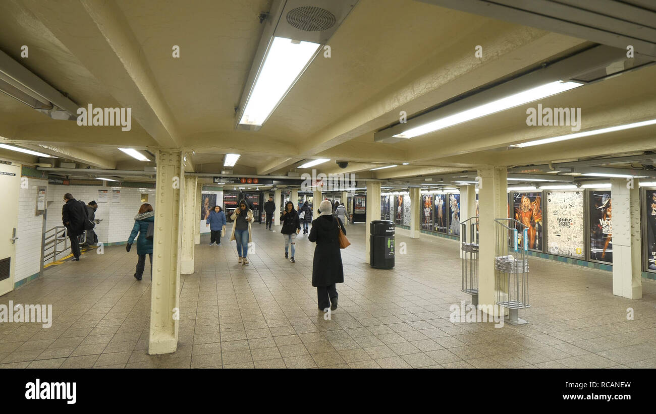Times Square subway station at 42nd street Manhattan - NEW YORK / USA ...