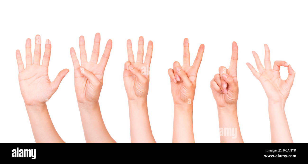Finger showing numbers from five to zero Stock Photo - Alamy