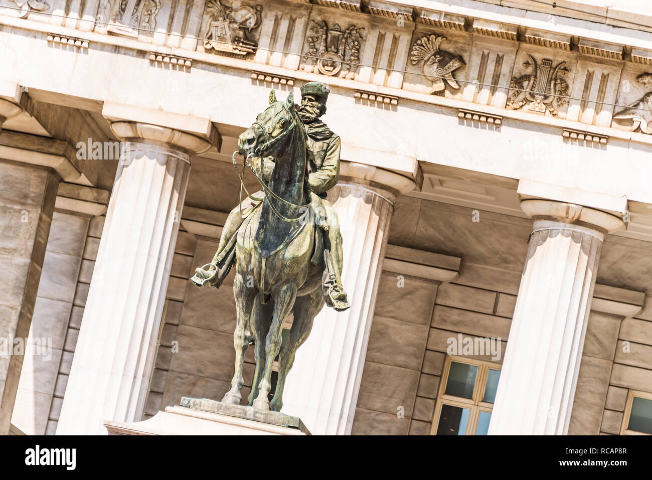 The bronze statue of Giuseppe Garibaldi on horse, Genoa Piazza de ...