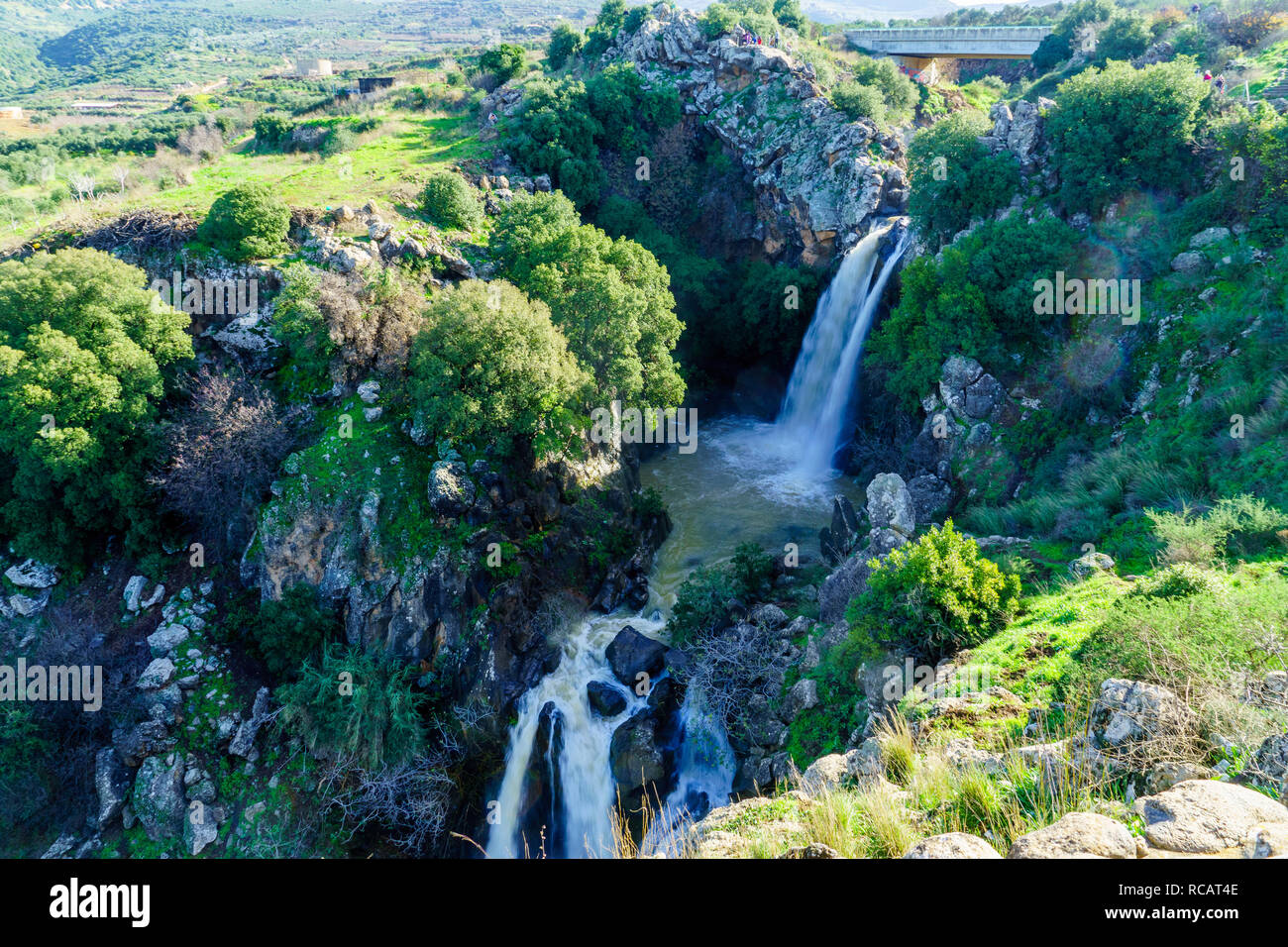 View of the Saar Waterfall, in the Golan Heights, Morthern Israel Stock ...