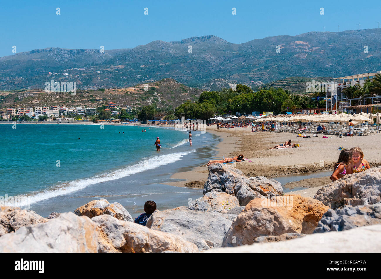 Greece beach sunbathers hi-res stock photography and images - Alamy