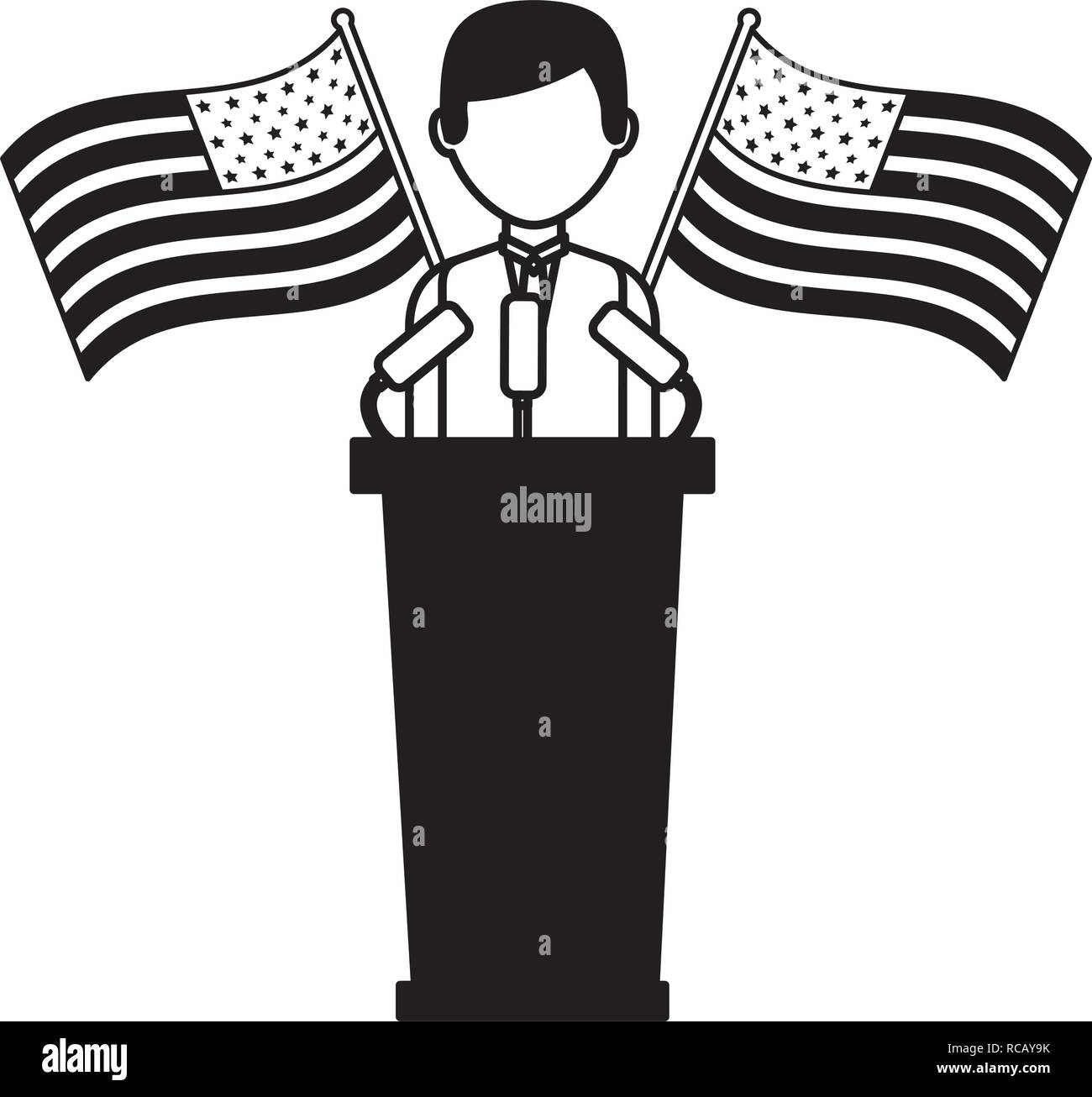 american president on the podium with flags happy presidents day vector ...