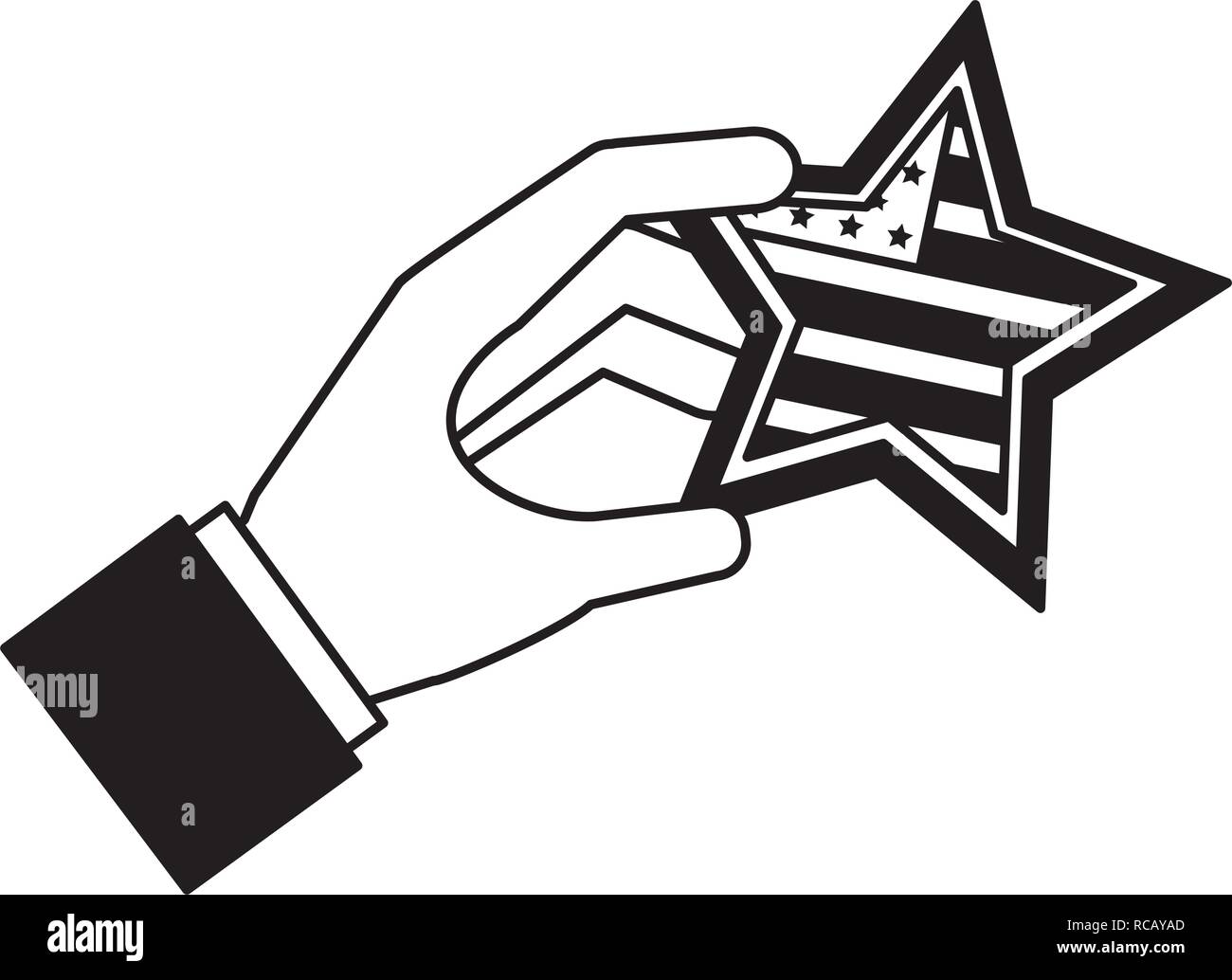 hand with american flag star happy presidents day vector illustration ...