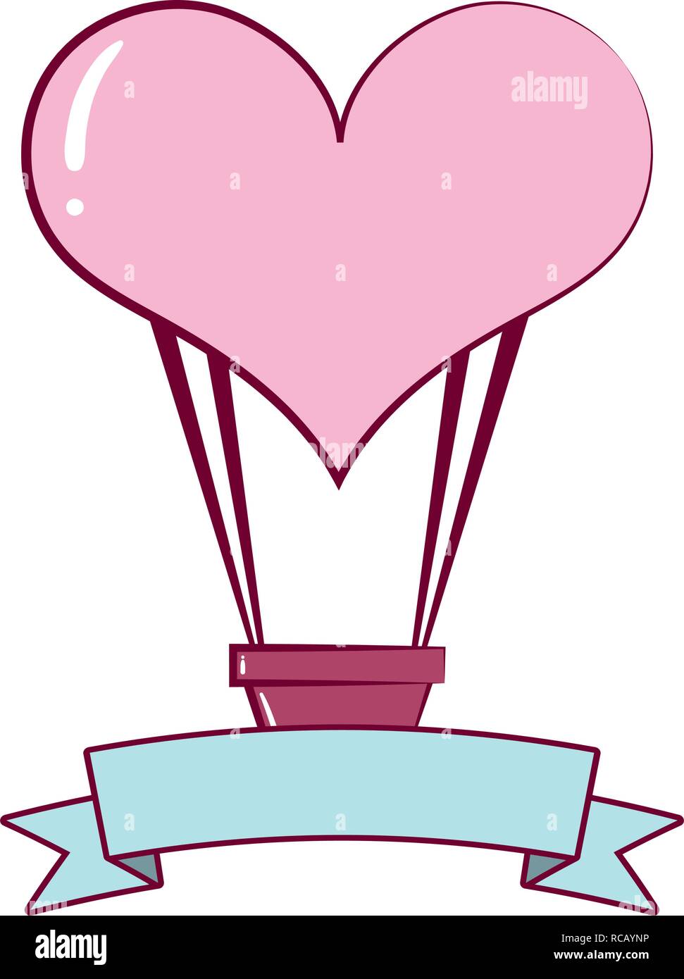 heart shaped air balloon ribbon happy valentines day vector ...