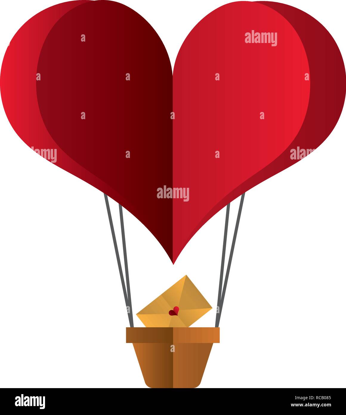 heart shaped air balloon mail happy valentines day vector illustration ...