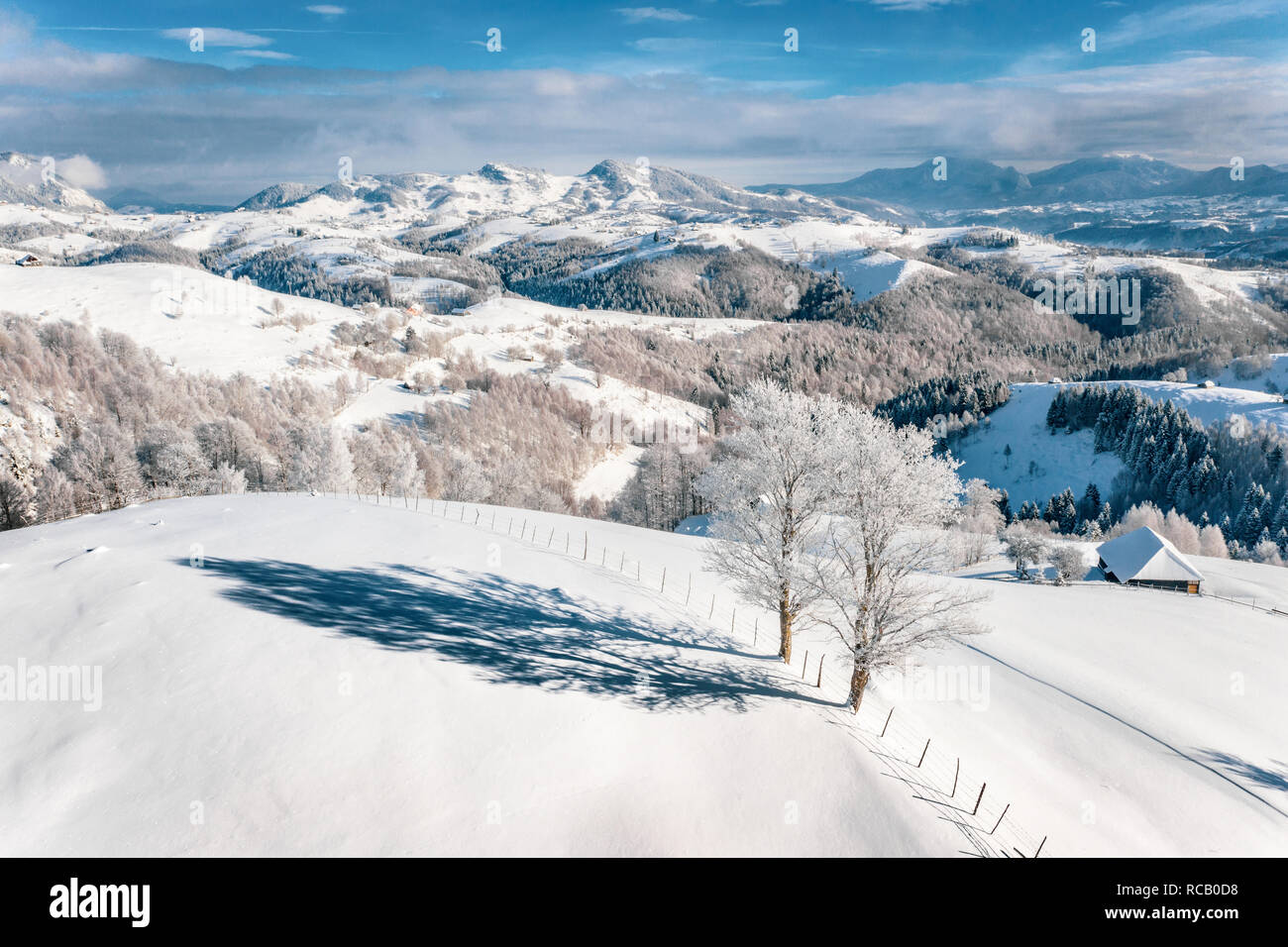 Christmas in Transylvania with the traditional snow covered landscape ...