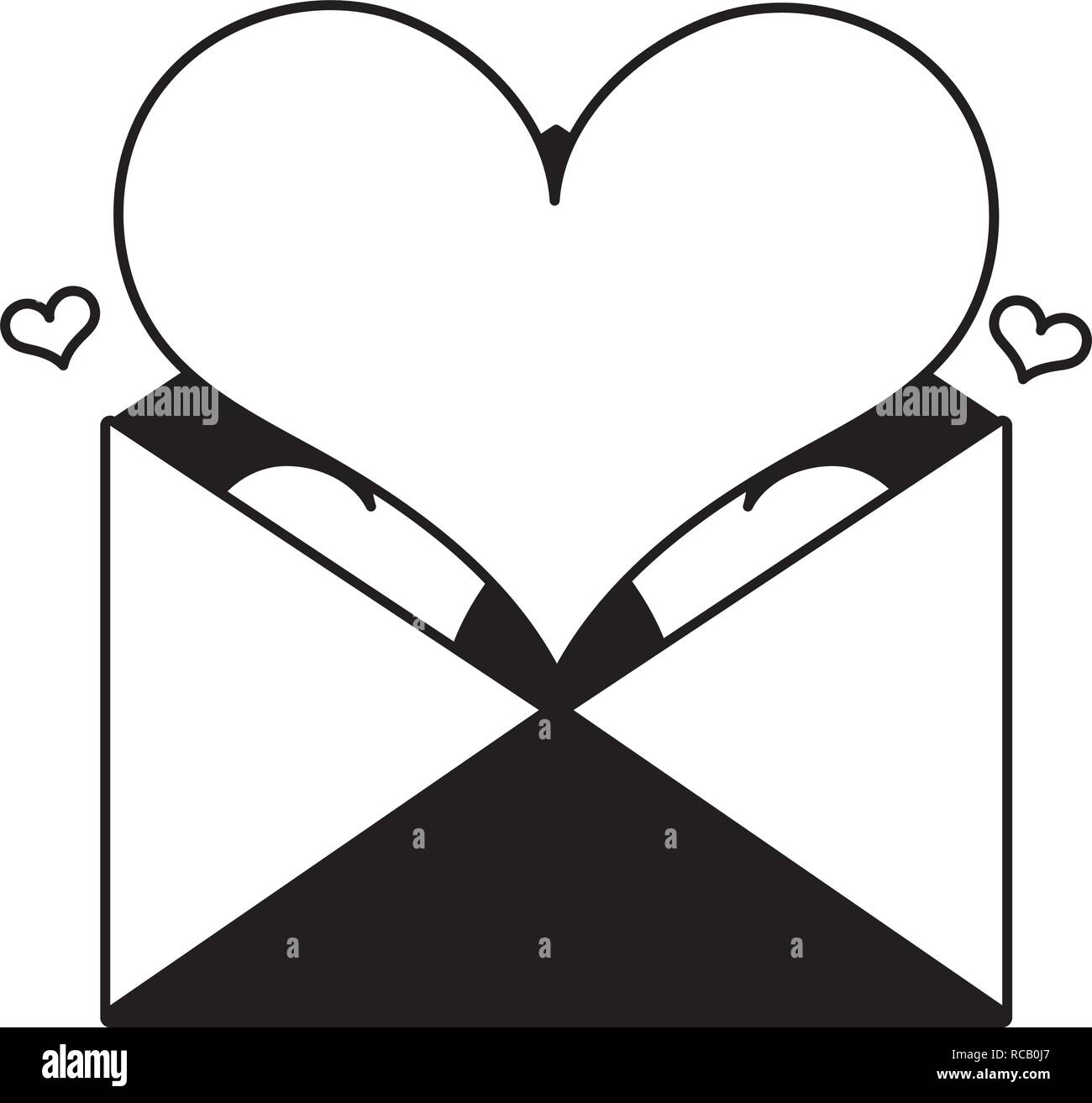 mail with paper heart love happy valentines day vector illustration ...