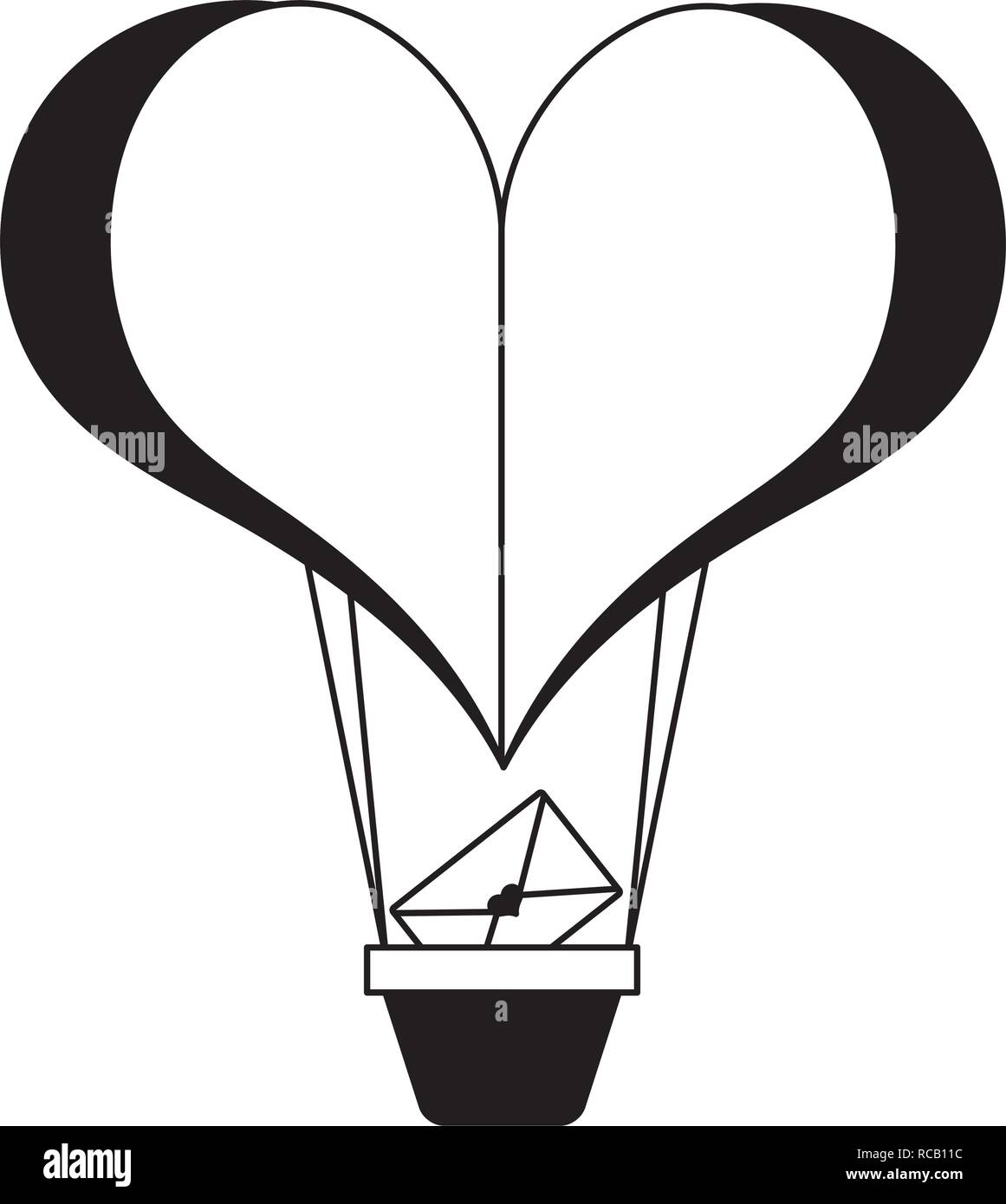 heart shaped air balloon mail happy valentines day vector illustration ...