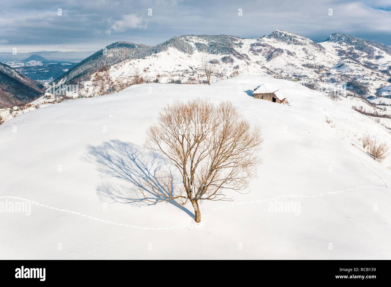Winter landscape in Romania Eastern Europe Stock Photo - Alamy