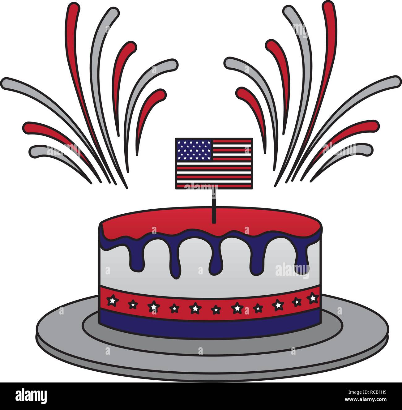 cake with flag and fireworks happy presidents day vector illustration ...