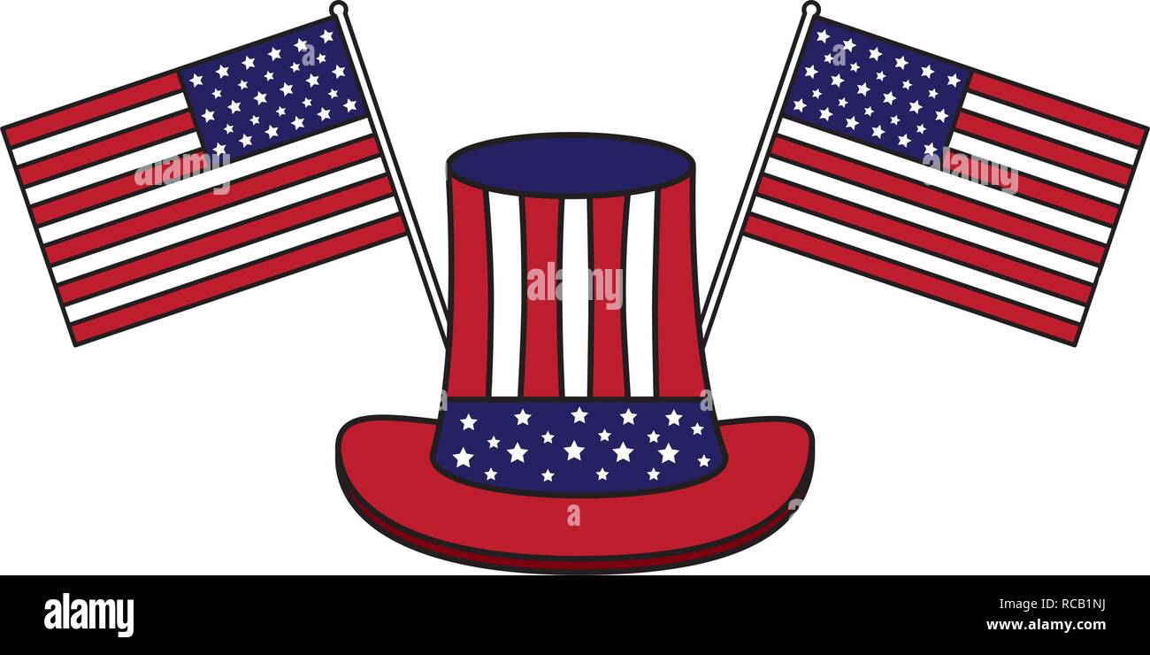 hat with american flags happy presidents day vector illustration Stock ...