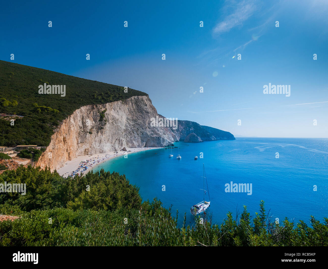 Amazing views of crystal clear milky blue waters of exotic Lefkada ...