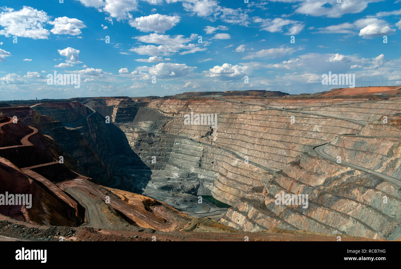 View of the Fimiston Open Pit mine, known as the 'Super Pit' a massive ...