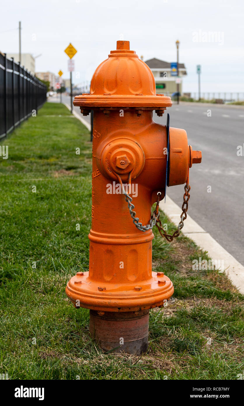 A photo of an Orange Fire Hydrant on the coast road in Long Branch ...