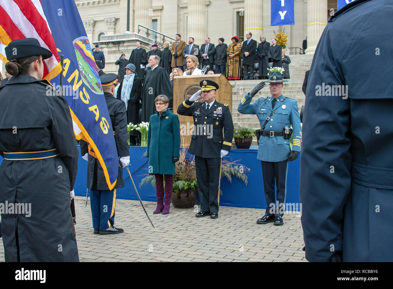 Topeka, Kansas, USA. 14th Jan, 2019. Democrat Governor Laura Kelly ...