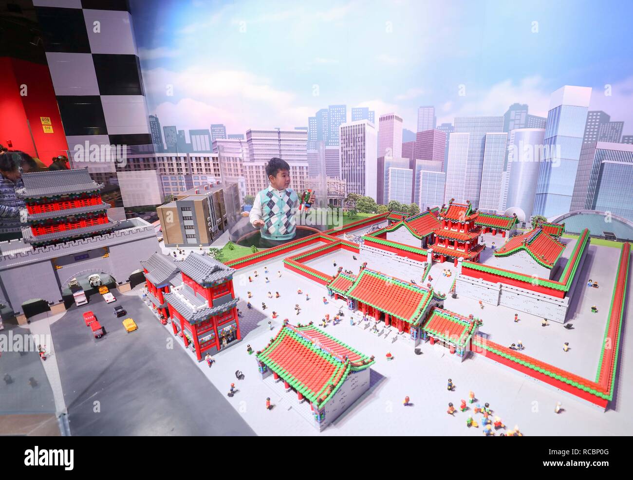 Shenyang, China's Liaoning Province. 15th Jan, 2019. A child views Lego ...