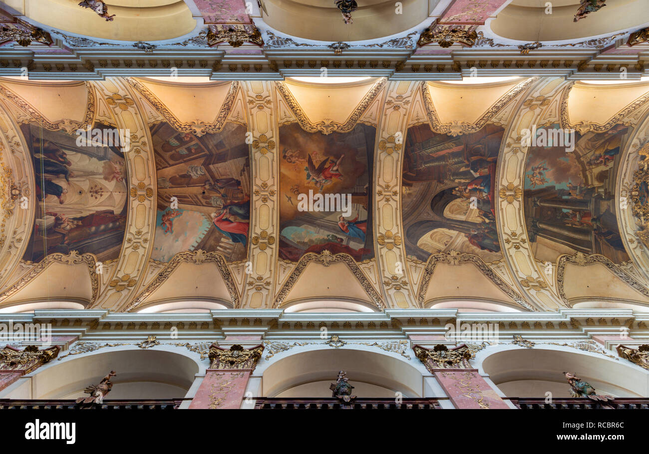 PRAGUE, CZECH REPUBLIC - OCTOBER 18, 2018: The ceiling frescoes from ...
