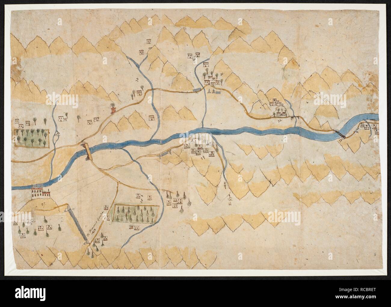 Picture map of Ladakh, from Leh to Hanle. . 1844 - 1862. Watercolour ...