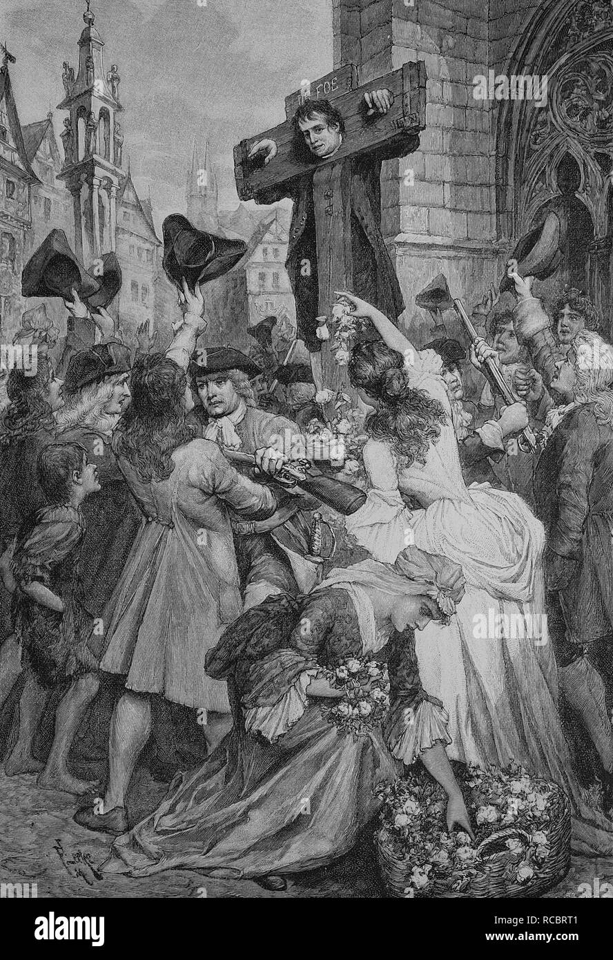 Defoe in the pillory, Daniel Defoe, 1660 - 1731, an English writer in ...