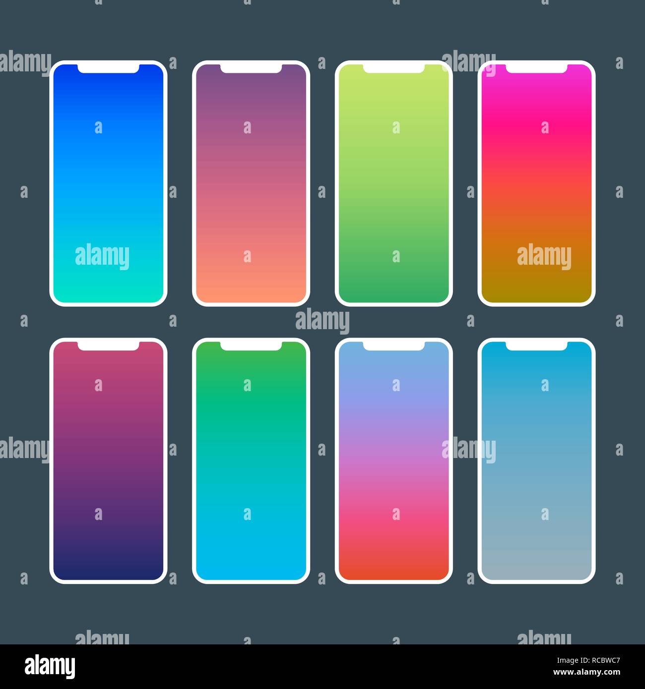 trendy gradient wallpapers. vibrant swatches for mobile app Stock ...