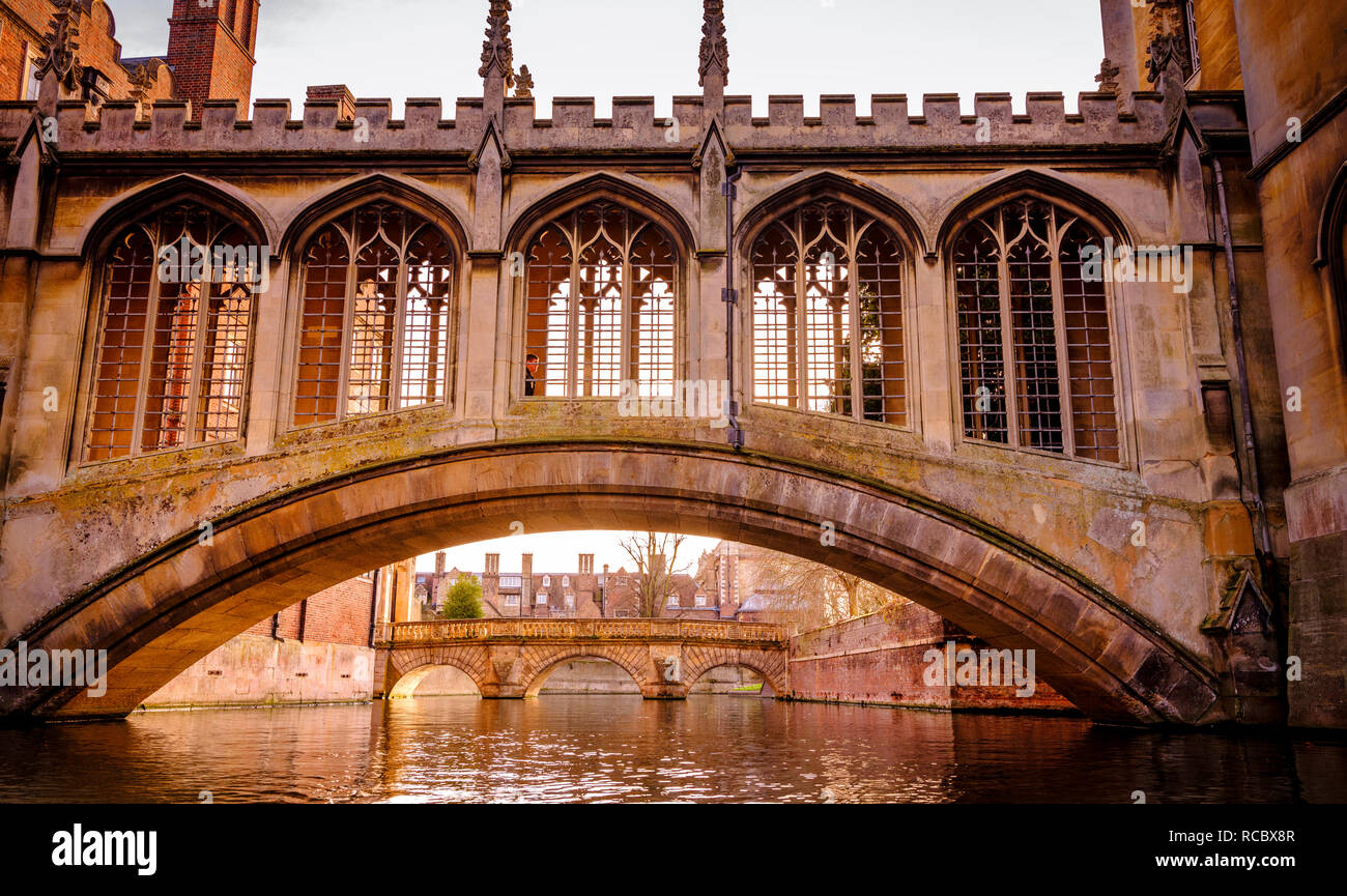 The Bridge of Sighs in Cambridge, a covered bridge at St John's College ...