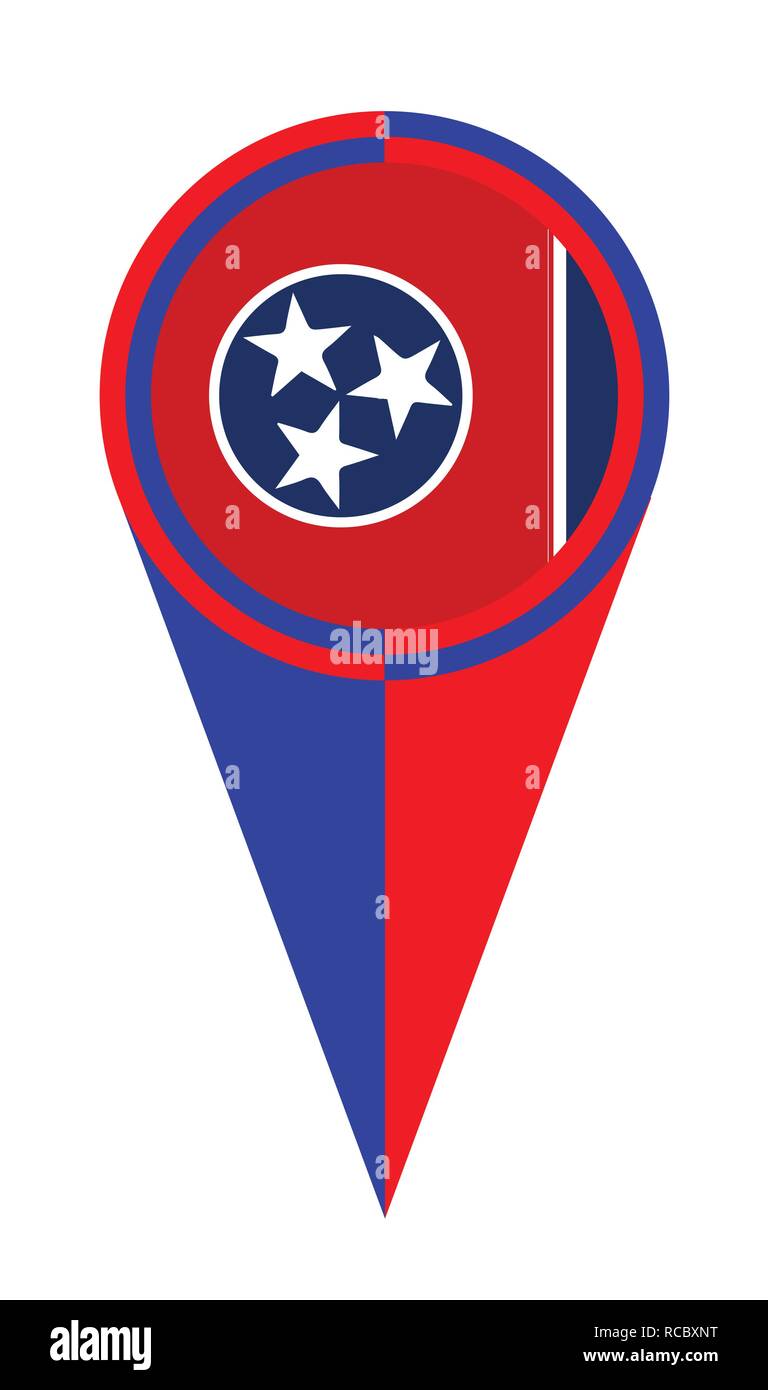 Tennessee map pointer pin icon location flag marker Stock Vector Image ...
