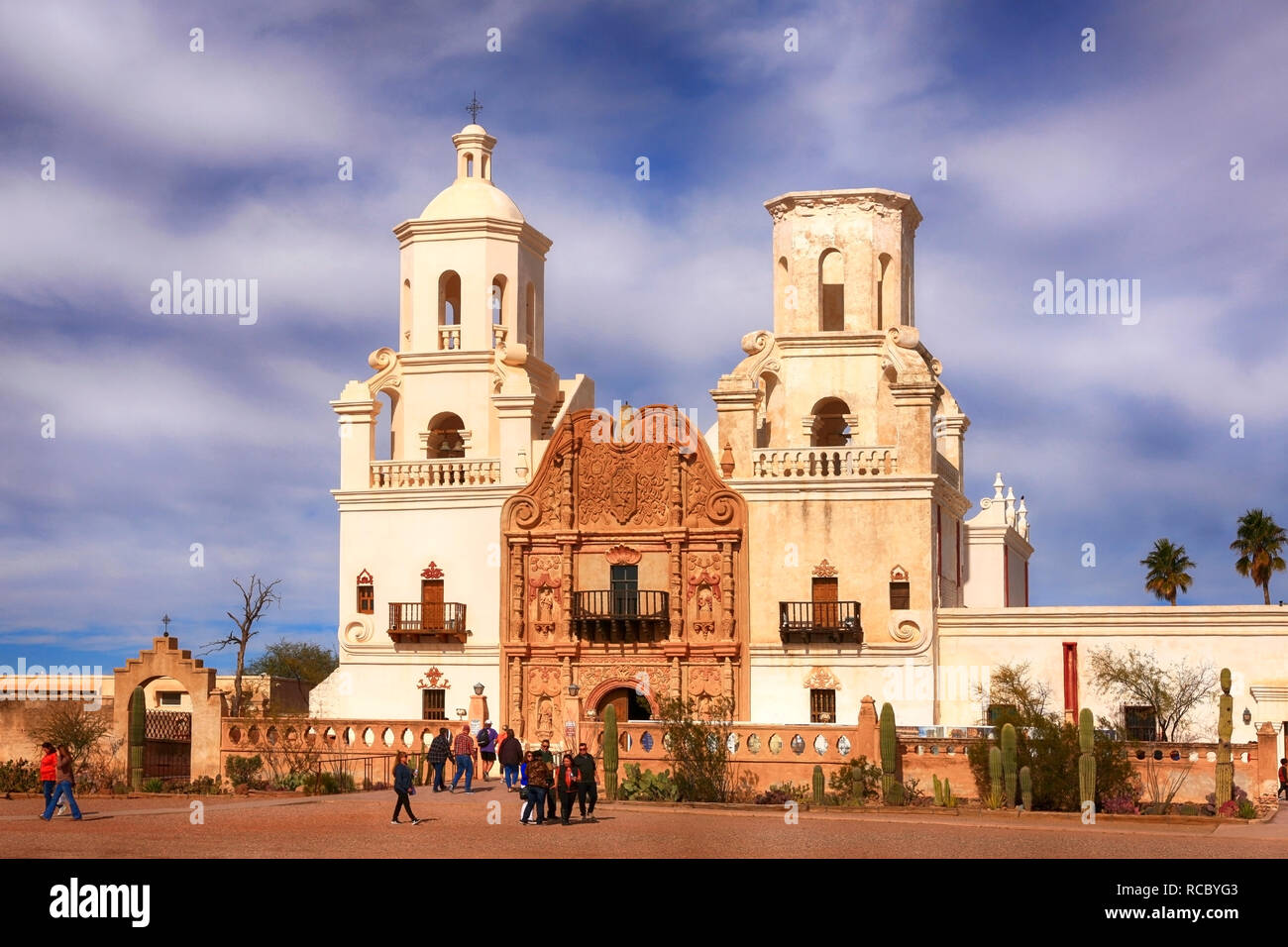 The Mission Church of San Xavier del bac in Tucson, Arizona, USA Stock ...