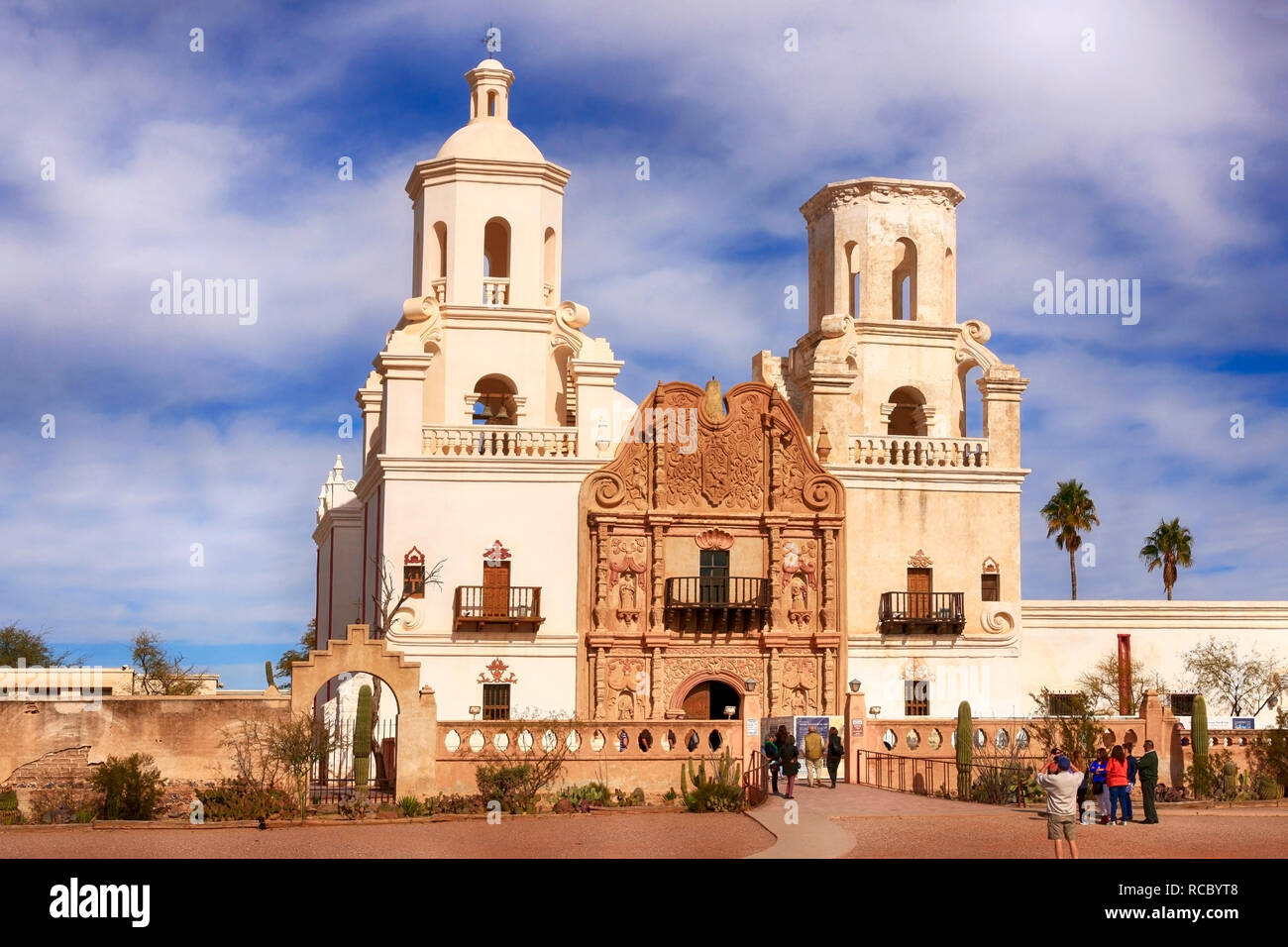 The Mission Church of San Xavier del bac in Tucson, Arizona, USA Stock ...