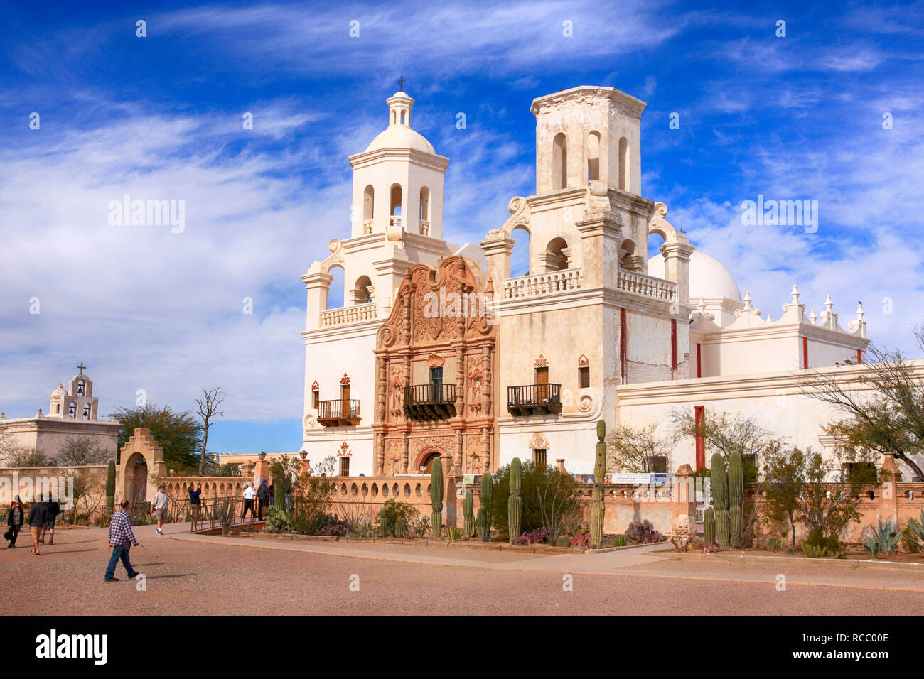 The Mission Church of San Xavier del bac in Tucson, Arizona, USA Stock ...