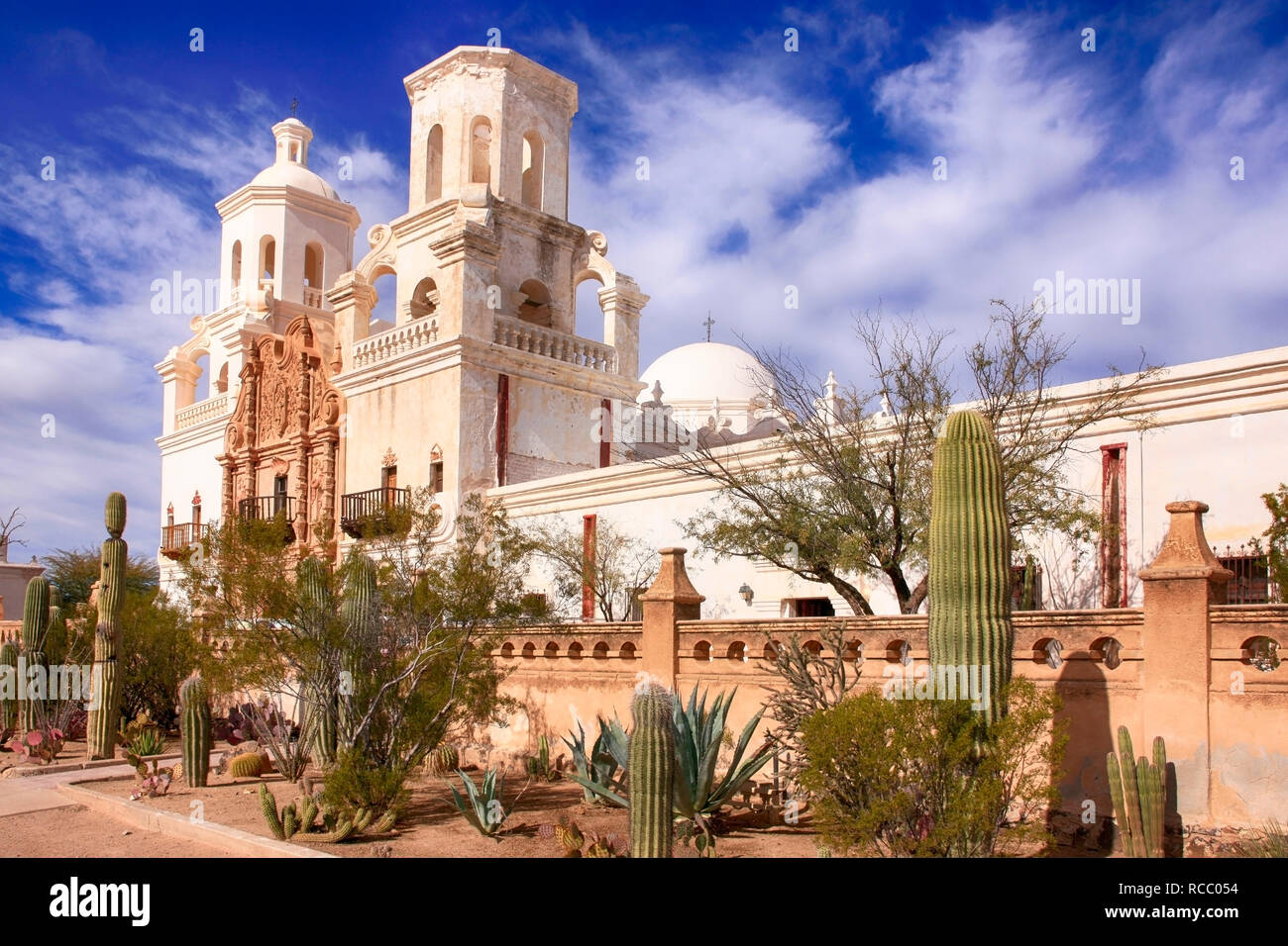 The Mission Church of San Xavier del bac in Tucson, Arizona, USA Stock ...