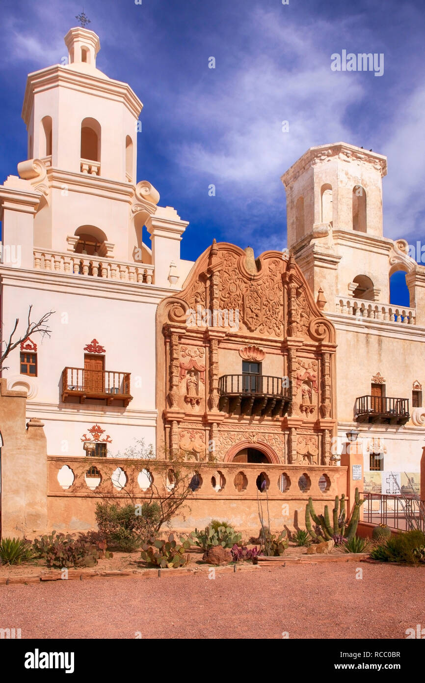 The Mission Church of San Xavier del bac in Tucson, Arizona, USA Stock ...