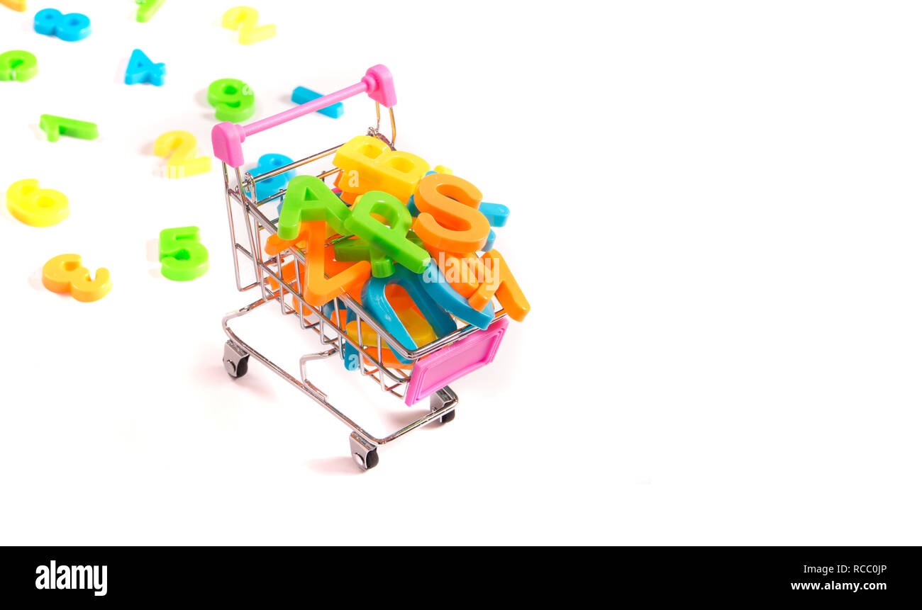 colorful letters in shopping cart Stock Photo - Alamy