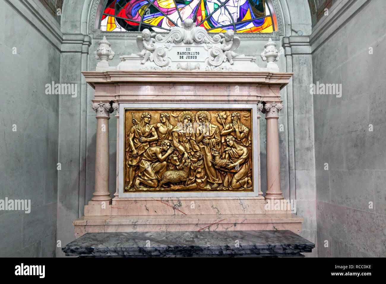 Bas-relief of the Basilica of Fatima representing one of the fourteen ...