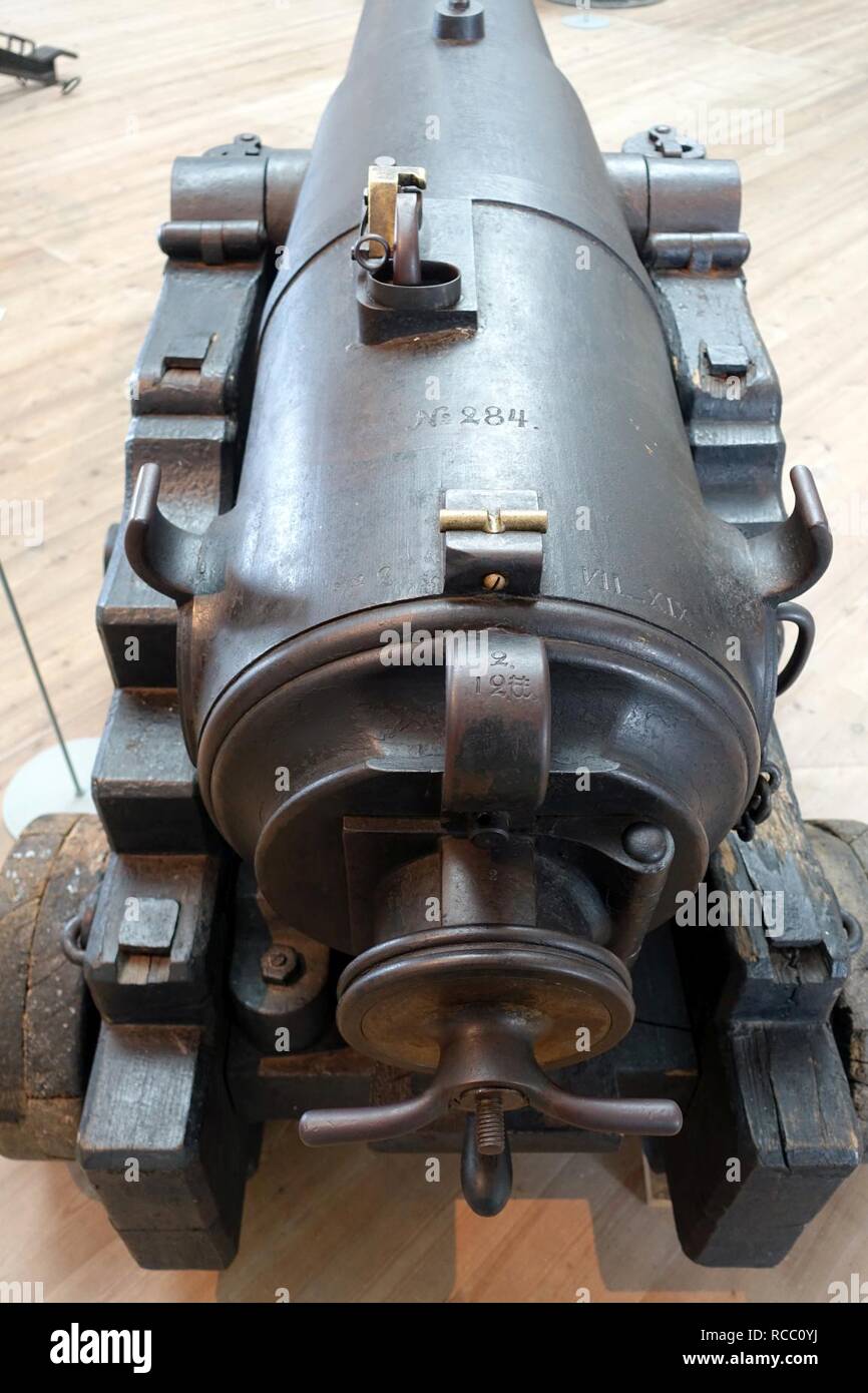 12 pound cannon, 1845, view 2 - Marinmuseum, Karlskrona, Sweden Stock ...