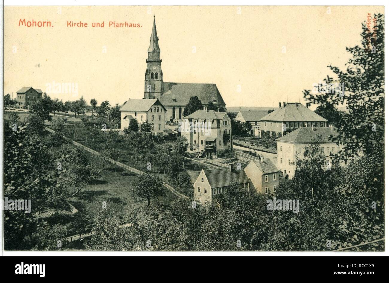 11761-Mohorn-1910-Kirche und Pfarrhaus Stock Photo - Alamy