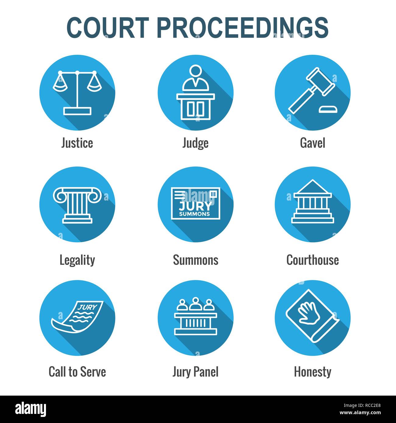 Law & Legal Icon Set with Judge, Jury, and Judicial icons Stock Vector Image & Art - Alamy