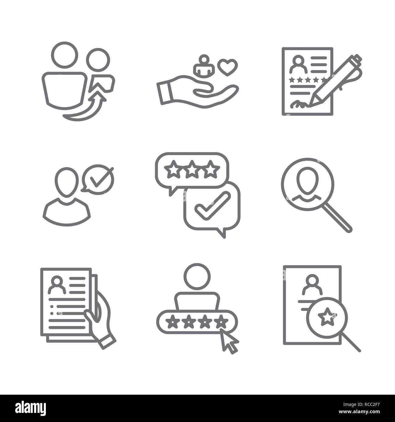 Referral Job Reference Icon Set with recommendations, & performance ...