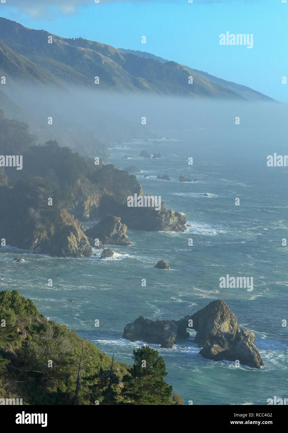 Scenic ocean view near Big Sur, California, along the Pacific Coast ...