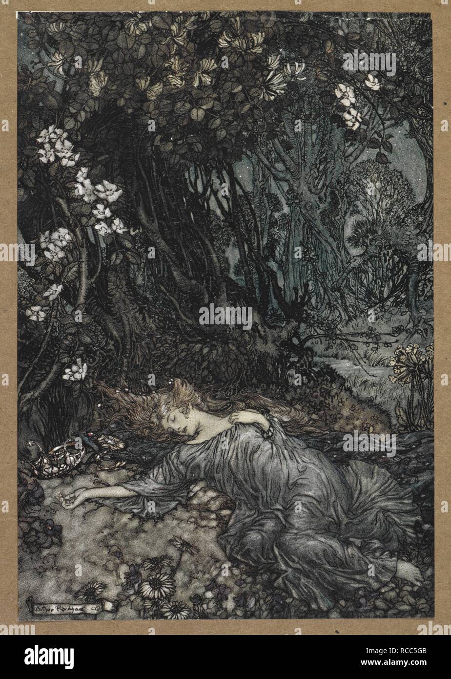 Titania lying asleep.' A scene from 'A Midsummer Night's Dream. . A ...