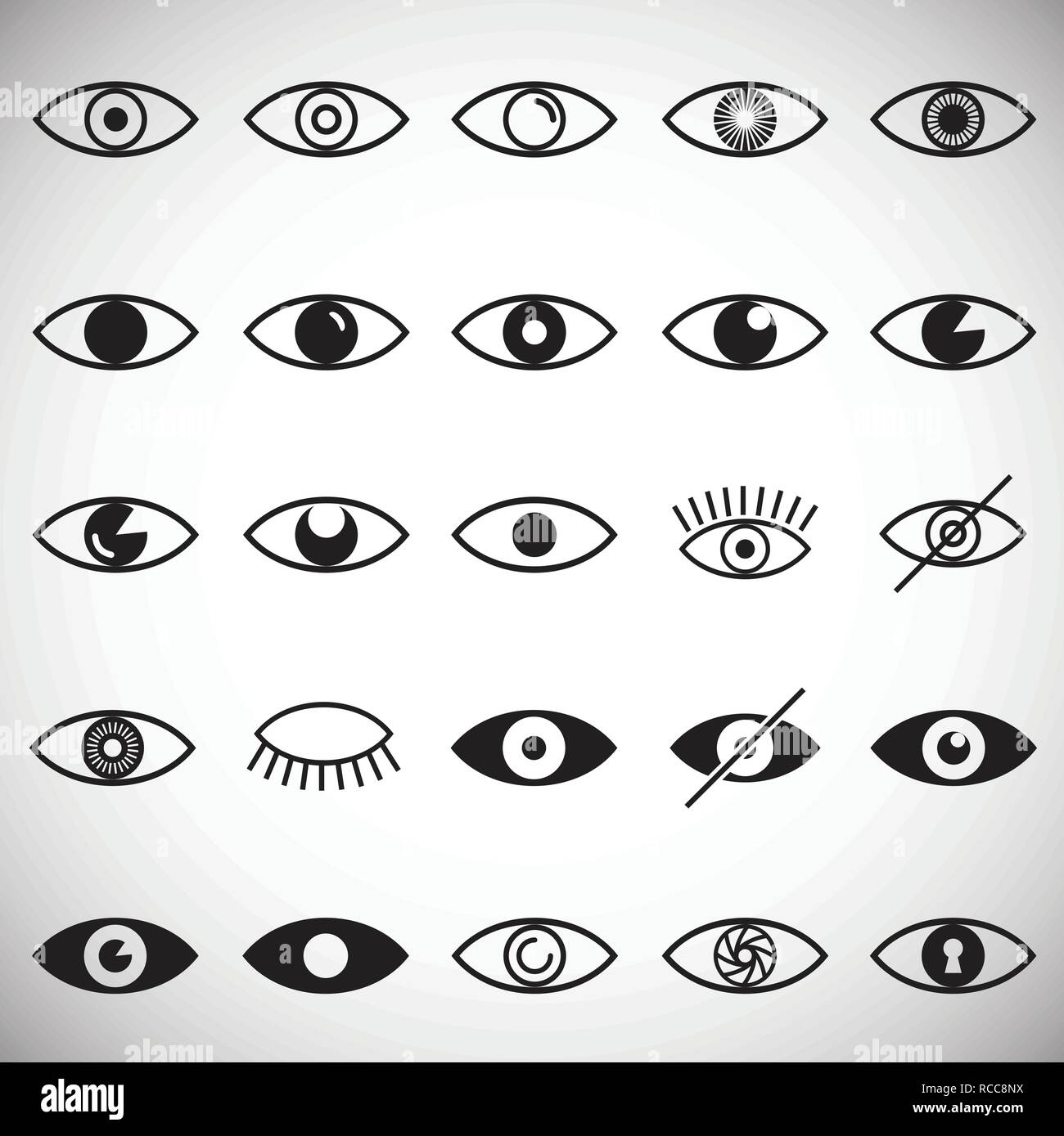Eye icons set on white background for graphic and web design, Modern ...