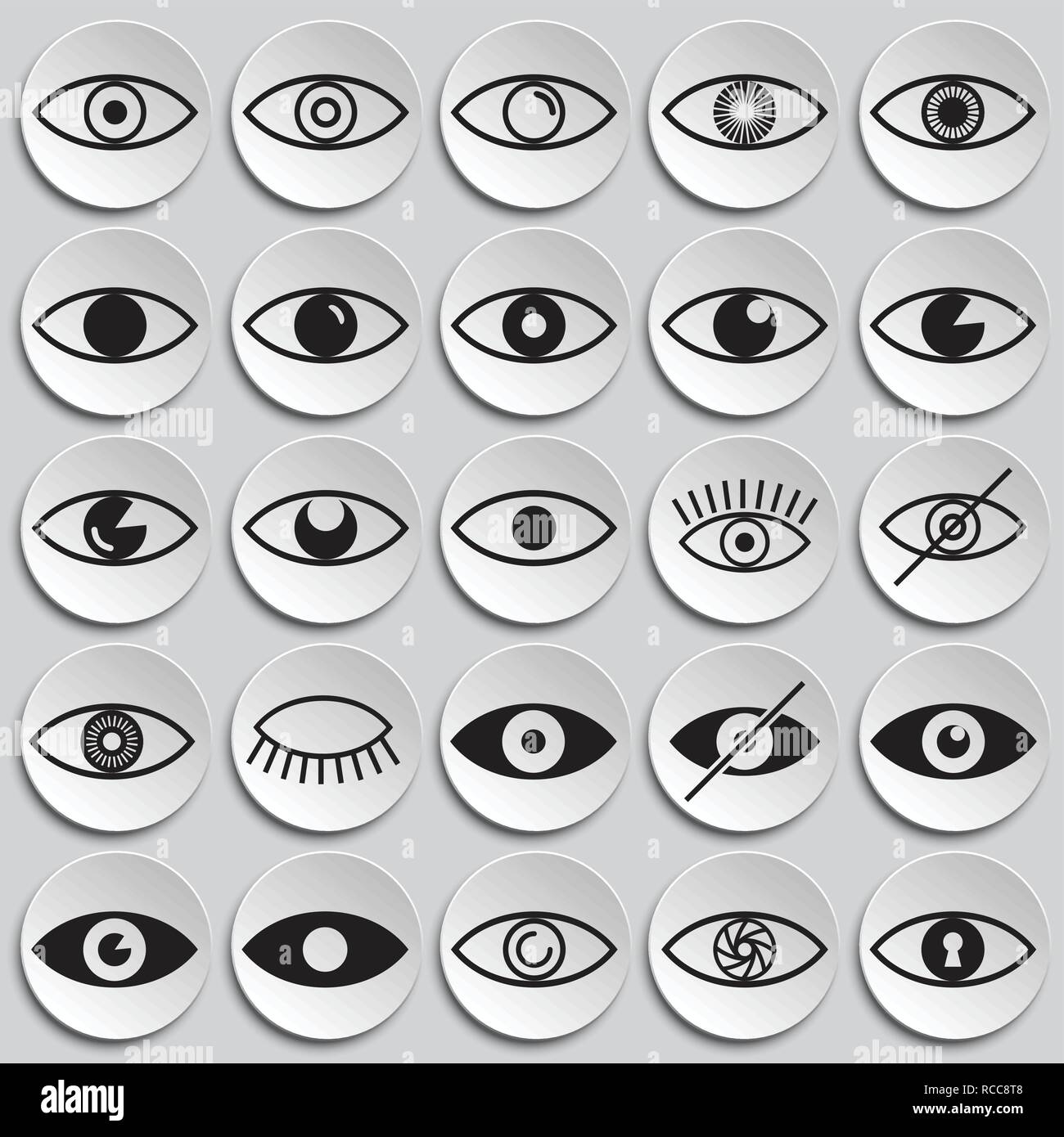 Eye icons set on plates background for graphic and web design, Modern ...